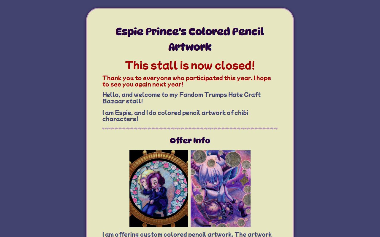 Espie Prince's Fan Craft Bazaar Stall